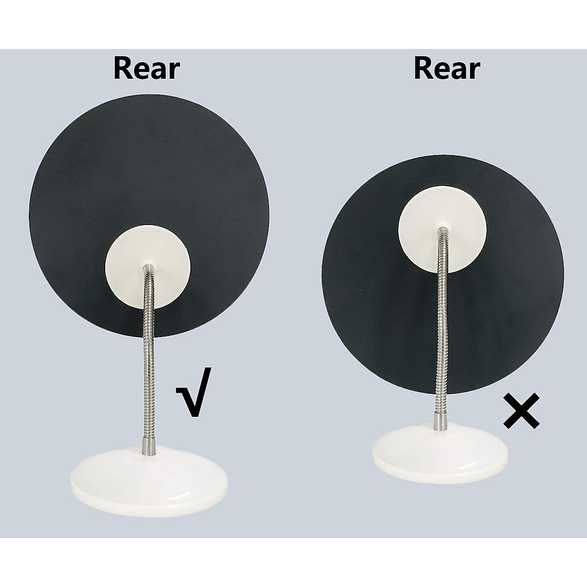 YEAKE Adjustable Flexible Gooseneck Makeup Mirror,360°Rotation Folding Portable Desk Vanity Mirror with Stand Shower Shaving Cosmetic Mirror Round Large