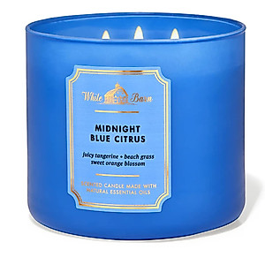 Bath & Body Works, White Barn 3-Wick Candle w/Essential Oils - 14.5 oz - New Core Scents! (Midnight Blue Citrus)