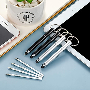 6 Pieces Mini Stylus Pen with Keyring Loop Bullet Capacitive Stylus Pen Keychain Stylus Tablet Pen and 12 Pieces 1.0 mm Black Refills with Bullet-Shaped for Signature Portable Touch Screen