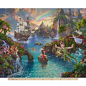 DAVID TEXTILES Peter Pan in Neverland Disney by Thomas Kinkade Licensed by David Textiles Digital Print Cotton Fabric Panel