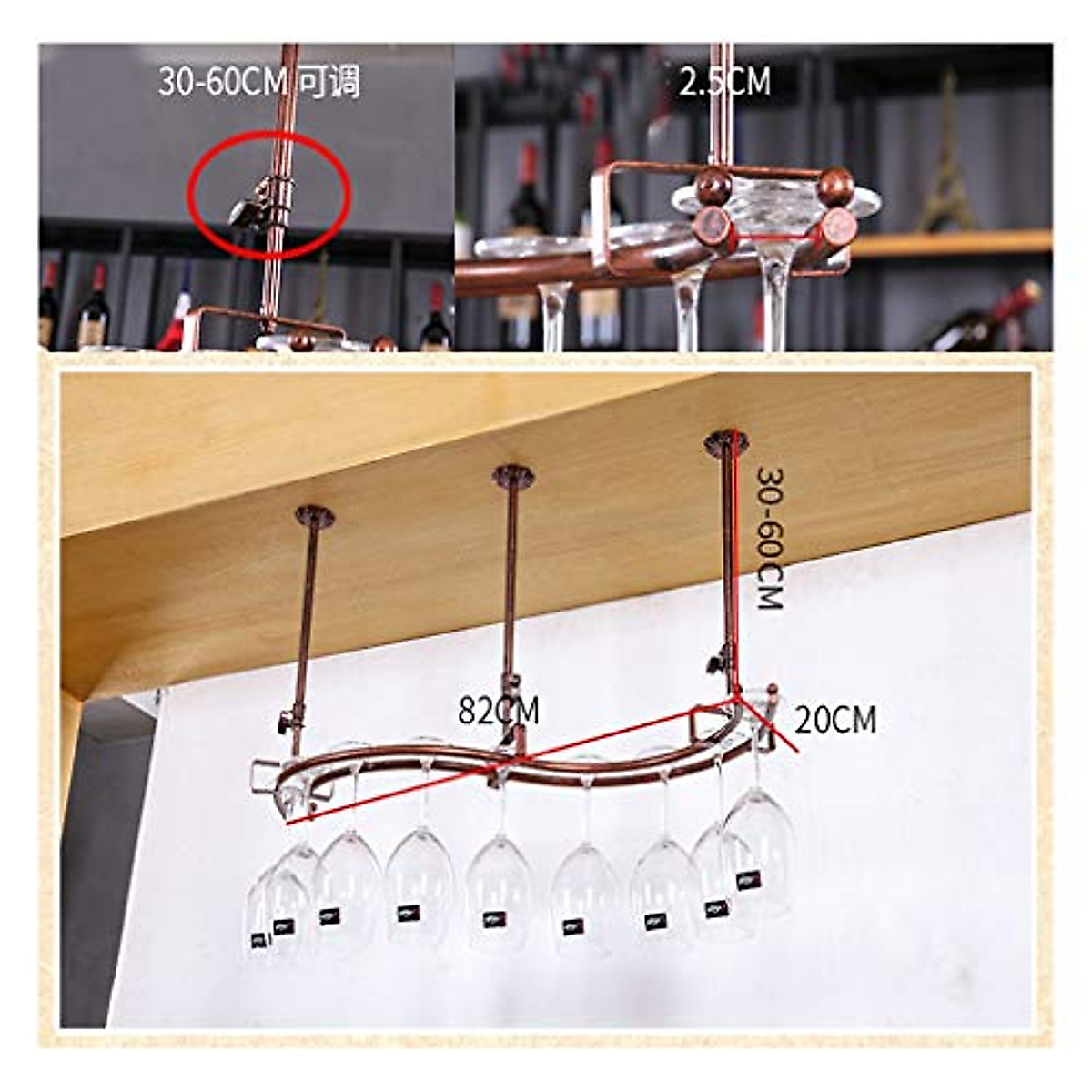 WXXGY Hanging Wine Glass Holder Creative Wine Glass Holder Goblet Holder Upside Down Glass Holder/White/55X19Cm