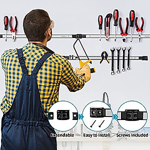 Rechabite 6 Pieces 12" Magnetic Tool Holder Strip, Stainless Steel Surface Tool Magnet Bar, Metal Tool Organizer Rack for Garage Organization, Easy To Install in Workshop, Mounting Screws Included
