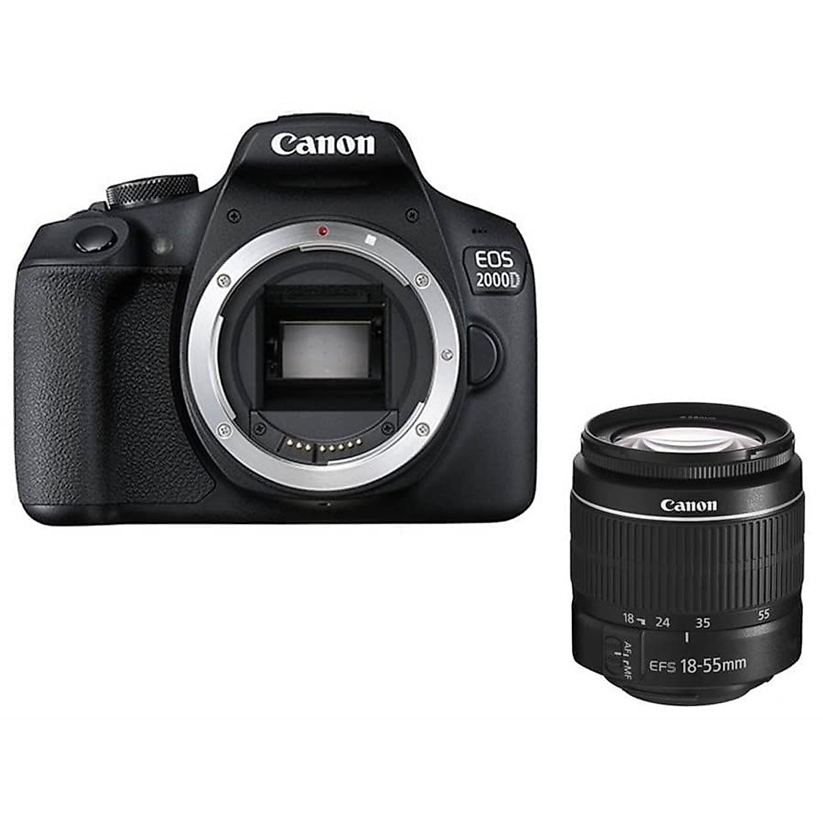 Camera EOS 2000D (Rebel T7) DSLR Camera w/EF-S 18-55mm F/3.5-5.6 Lens + EF 75-300mm f/4-5.6 III Lens + Deluxe Case + Sandisk 128GB Memory Card + 3pc Filter Kit + Tripod + Card Reader + Cleaning Kit
