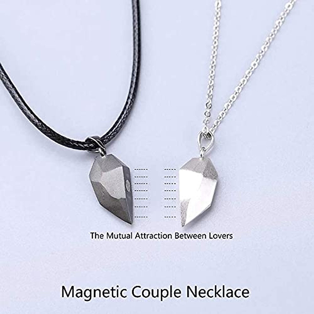 LEGENSTAR Two Souls One Heart Pendant Necklaces for Couple,Wishing Stone Creative Magnet Couples Necklace (Black+White)