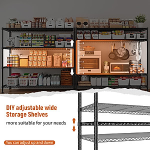 REIBII Storage Shelves 45.3''W Wire Shelving Unit 4 Tier Metal Shelves for Storage Rack Metal Shelving for Pantry Shelves Kitchen Steel Shelving, 45.3''W*63''H*17.7" D