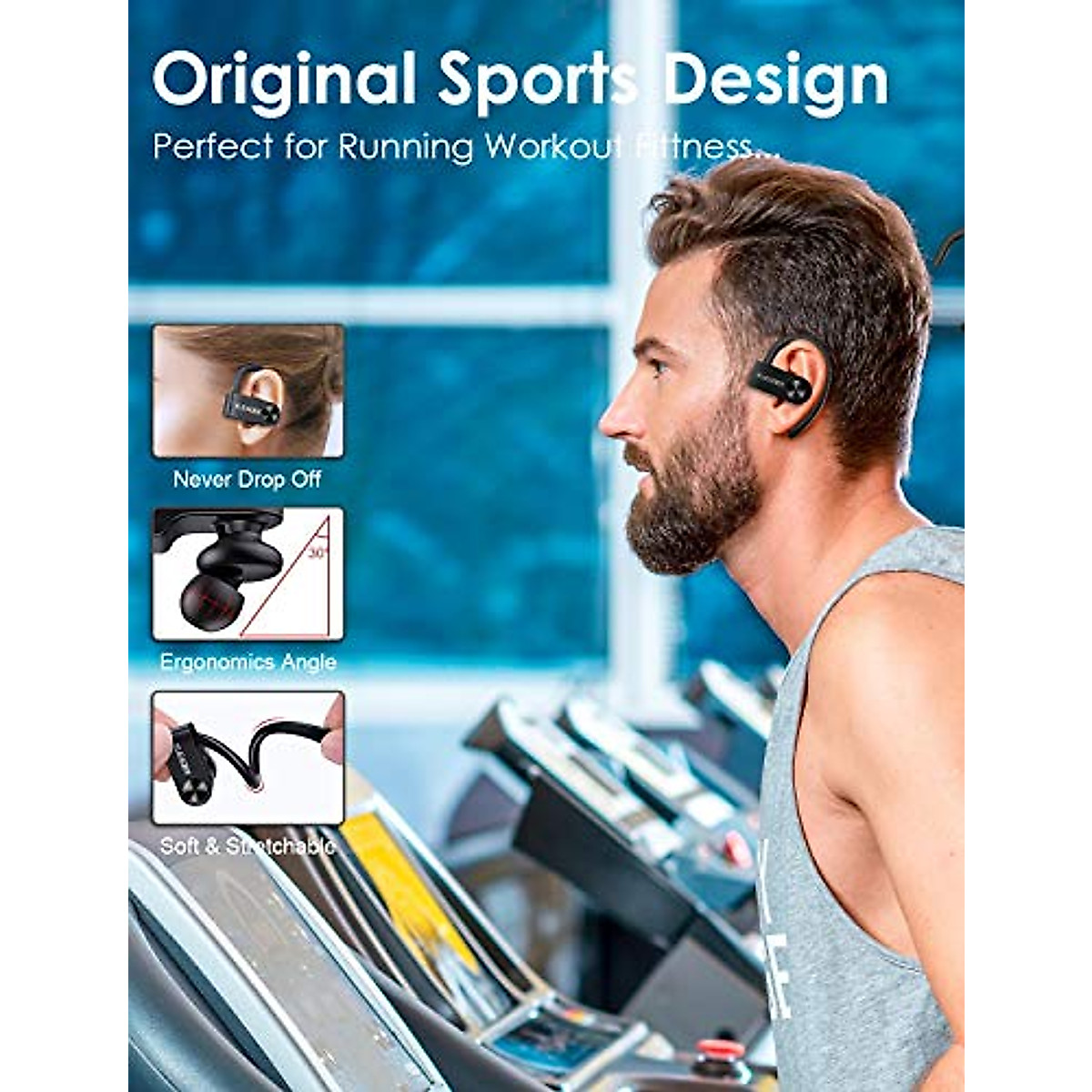 XLEADER Sports Wireless Earbuds Sport3 Pro Bluetooth in-Ear Headphones with LED Display Charging Case 48H Playtime IPX7 Waterproof Deep Bass Mic for Running Workout Gym
