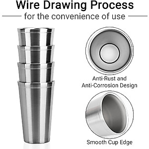 KXCFCYS Stainless Steel Cups 16oz, 4 Pack Stainless Steel Tumbler Stackable Double Wall Vacuum Insulated Metal Drinking Glasses