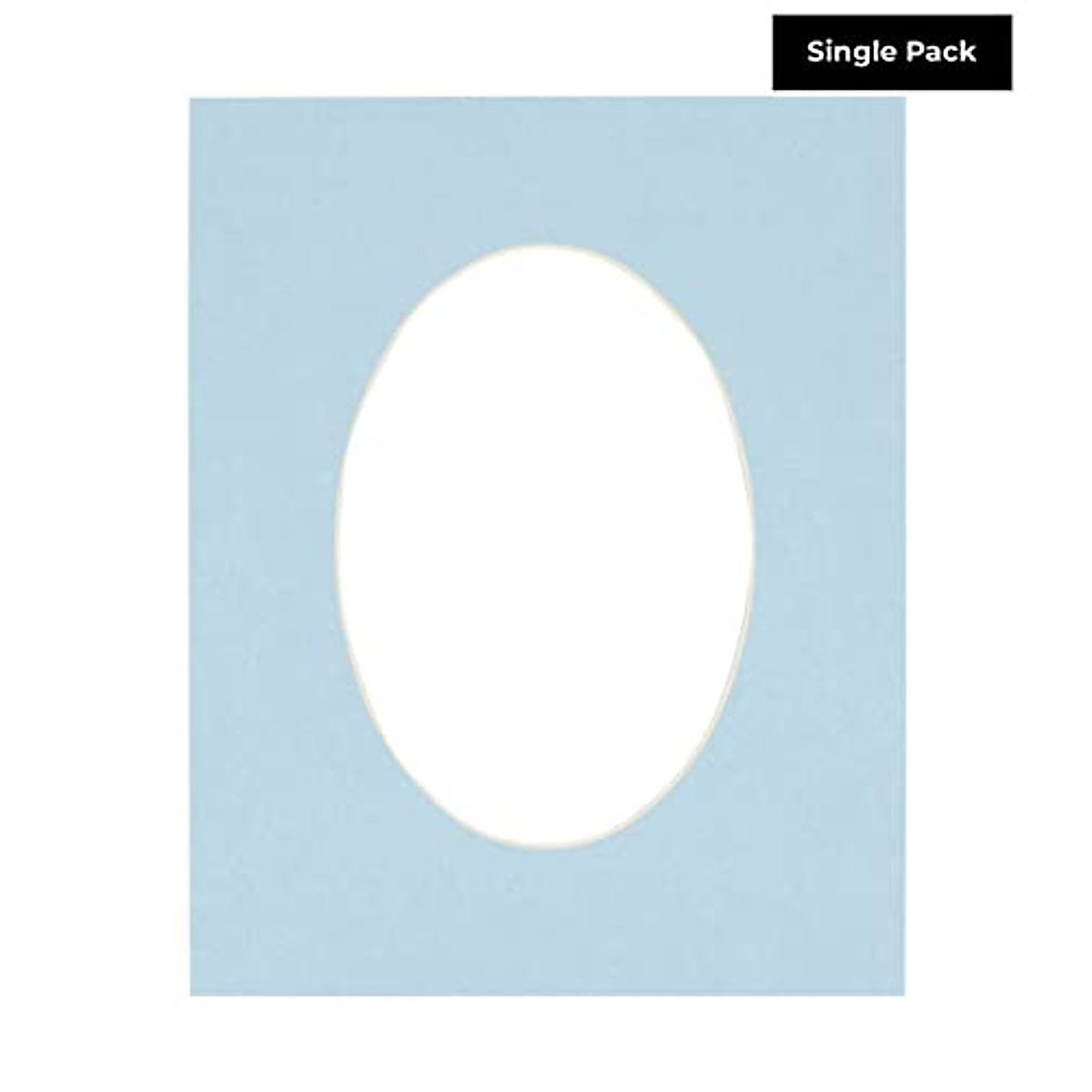 6x10 Mat Bevel Cut for 4x8 Photos - Precut Baby Blue Oval Shaped Photo Mat Board Opening - Acid Free Matte to Protect Your Pictures - Bevel Cut for Family Photos, Pack of 1 Matboard Show Kit With Acid