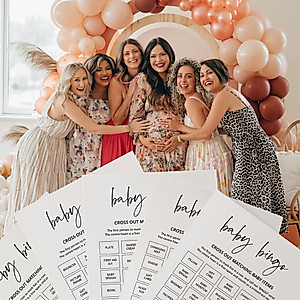 Baby Shower Bingo Game (50 Unique Cards), Pre-Filled, Baby Shower Games, Added Word Scramble (Minimalist)