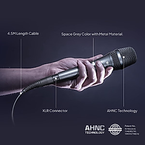 CAROL AC-910 Vocal Microphone - Cardioid Dynamic Microphone with AHNC Noise Cancellation, for Professional Live Stage Singing Performance, Includes Mic Clip and 14.8ft XLR Cable