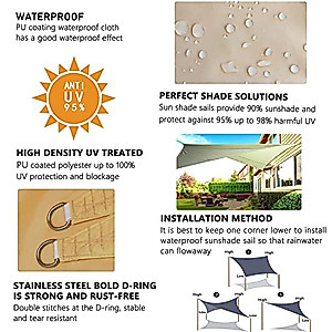 Shade Sail Waterproof Triangle Umbrella UV Protection Oxford Cloth Shade for Outdoor Terrace Backyard and Garden 6.5'x10'