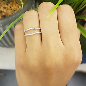 Dazzlingrock Collection Round White Diamond Wedding Enhancer Ring for Women (0.18 ctw) in White Gold, Size 8