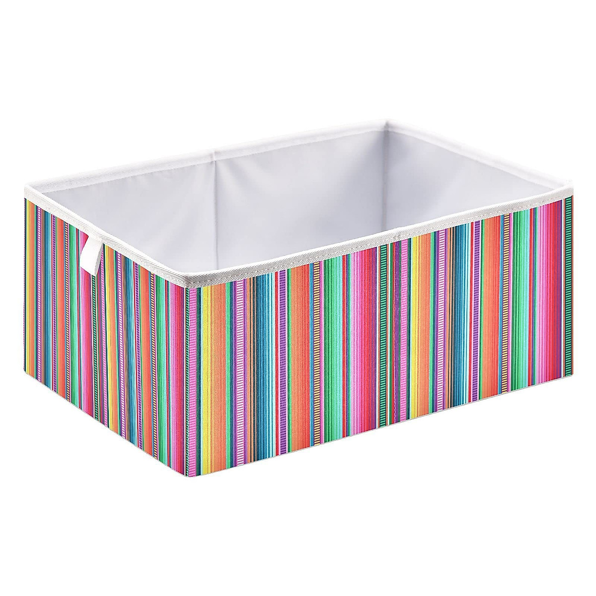 Kigai Colored Stripes Cube Storage Bins - 11x11x11 in Large Foldable Cubes Organizer Storage Basket for Home Office, Nursery, Shelf, Closet