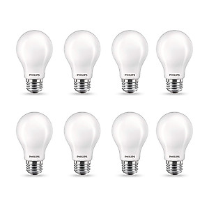 Philips LED Flicker-Free Dimmable A19 Light Bulb, EyeComfort Technology, 800 Lumen, Daylight (5000K), 8.5W=60W, E26 Base, Title 20 Certified, 8-Pack