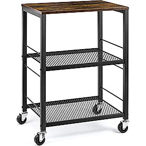 LIANTRAL 3 Tiers Rolling Cart, Utility Kitchen Storage Cart with Wheels Multifunctional Small Side End Table Nightstand for Home, Office