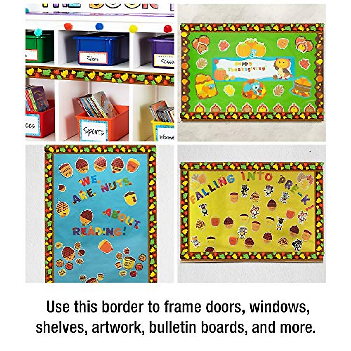 Carson Dellosa – Autumn Leaves Pop-Its Straight Borders, 3D Fall Classroom Décor, 8 Strips