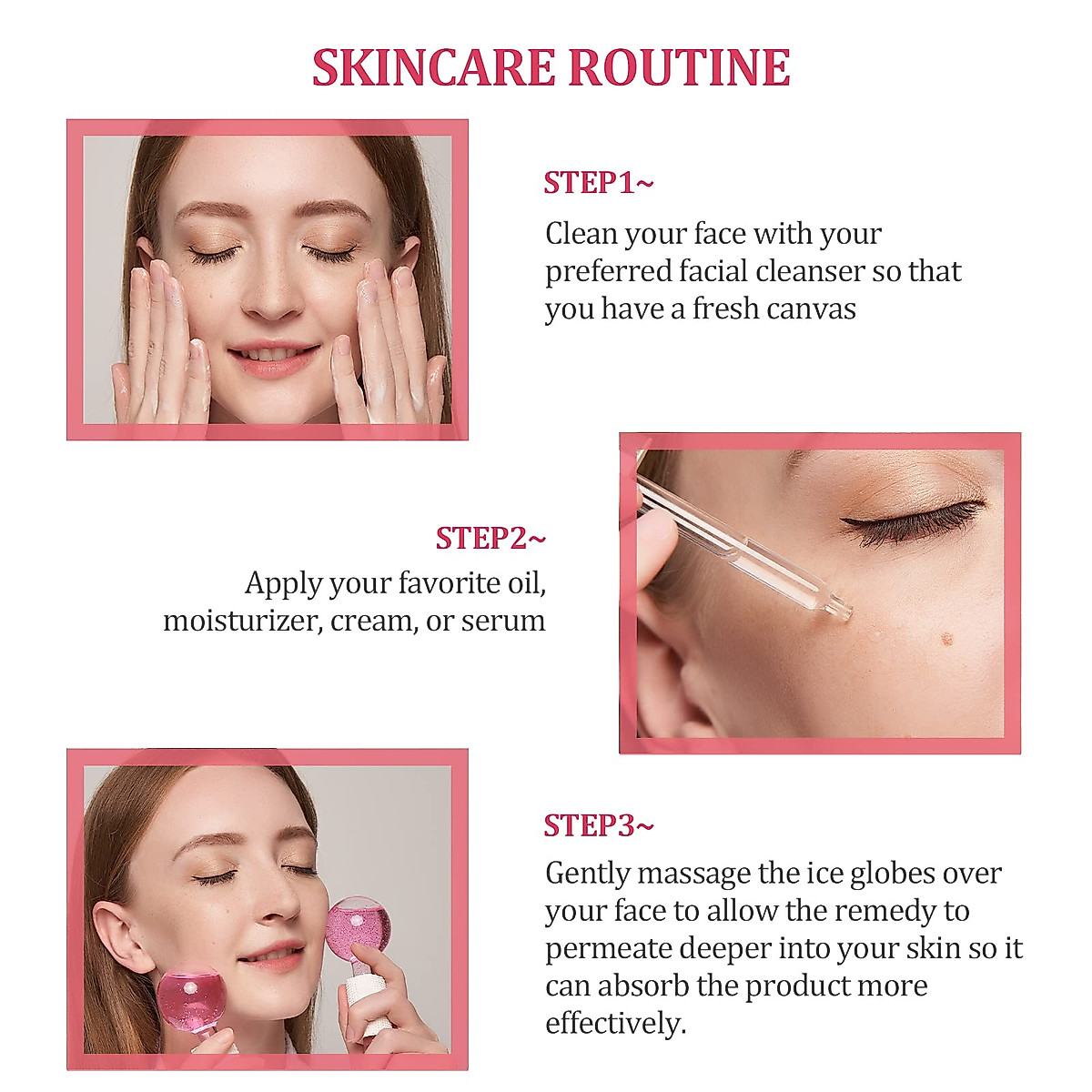 Ice Globes for Facials, New Version Facial Globes Love Heart Shape Skincare Face Globes, Ideal Unique Birthday Gifts, Surprises, Elevate Beauty Routine with Innovative Facial Massager