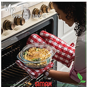 Simax Casserole Dish with Lid, 2 Quart Round Glass Casserole Dishes for Oven with Lid and Handles, Baking Dishes for Oven Covered Bowl for Cooking, Baking, Serving, Microwave, Dishwasher, and Oven Safe Cookware