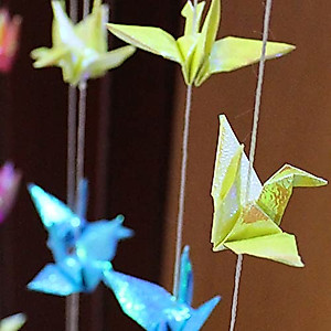 SHHS Twinkle Paper Crane Hanging Garlands ((3stringsX 3.3ft), Colorful Origami Birds Streamers for Bridal Shower, Baby Shower Birthday Party Supplies