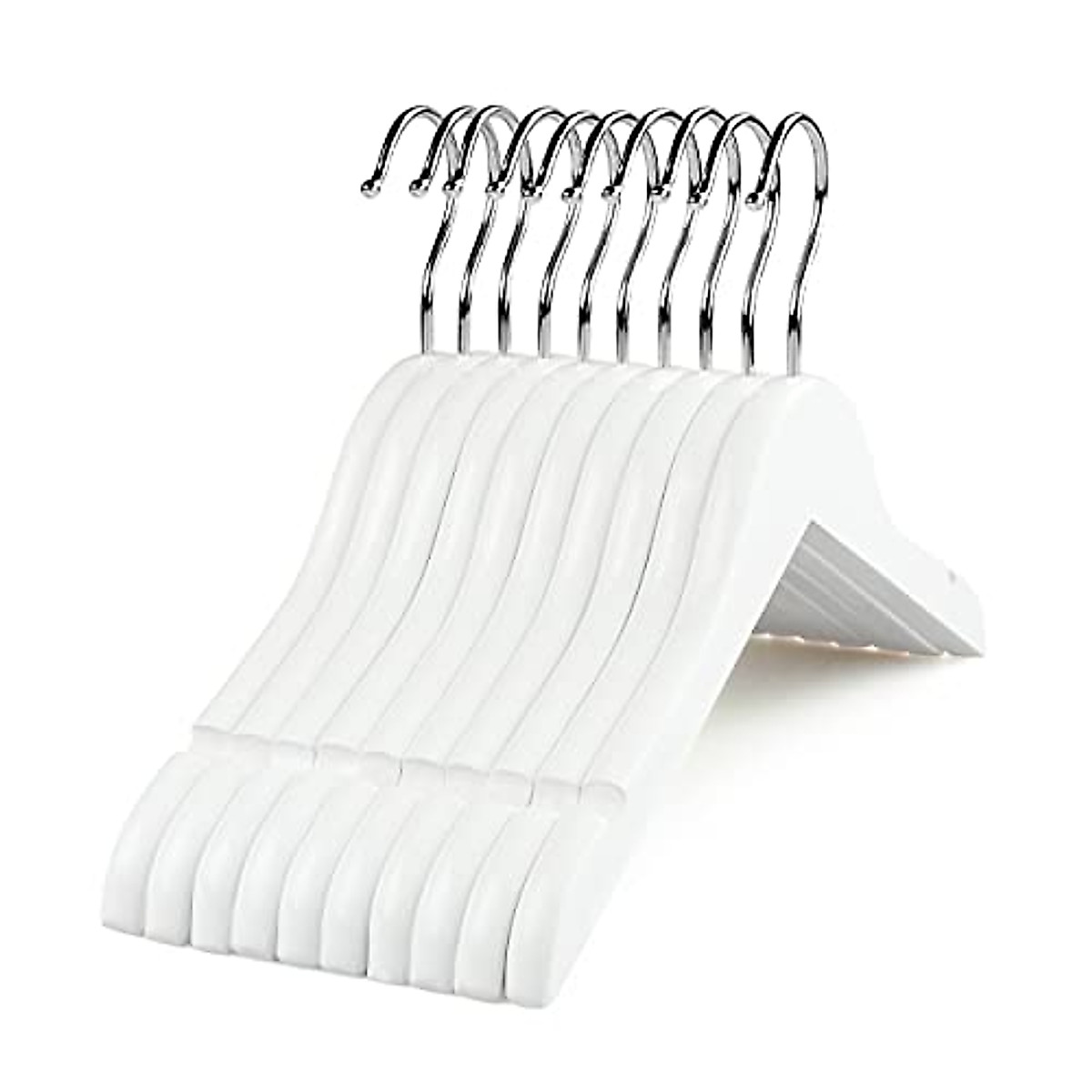 TOPIA HANGER Baby Clothes Hangers for Closet, White Children Kids Wooden Coat Hangers with 360°Stronger Swivel Hook and Extra Smoothly Cut Notches, 10 Pack-CT09W