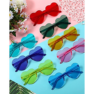 Colzzy 16 Pair Heart Shaped Sunglasses Candy Color Glasses Frameless Sunglasses for Party Women(Fresh Colors)
