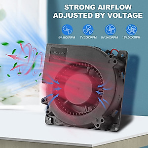 PANO-MOUNTS 12V DC Blower Fan 120mm x 32mm 4.72inch 2Pin High Airflow Moisture-Proof Brushless Exhaust Fan Blower for Inflatable and More 3000RPM
