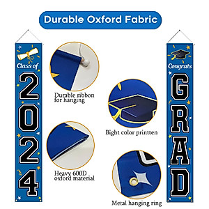 KMUYSL Graduation Decorations Class of 2024, Red & Blue Congrats Grad Banner Hanging Flags Porch Sign, 2024 Graduation Decorations Party Supplies for Any School Indoor/Outdoor Decor