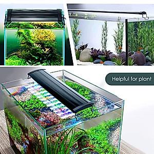 AQQA Aquarium Light,Full Spectrum LED Fish Tank Lights,12"-54" Adjustable Multi-Color White Blue Red Green LEDs with Extendable Brackets,14W-31W for Freshwater Plants 14W(12"-18")