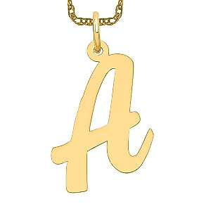14K Yellow Gold Large Dainty Letter A Initial Name Monogram Necklace Charm Pendant Only