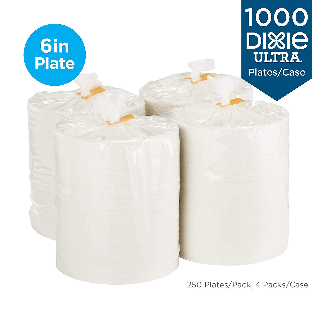Dixie Ultra 6" Heavy-Weight Paper Plates by GP PRO (Georgia-Pacific), White, SXP6W, 1,000 Count (250 Plates Per Pack, 4 Packs Per Case)