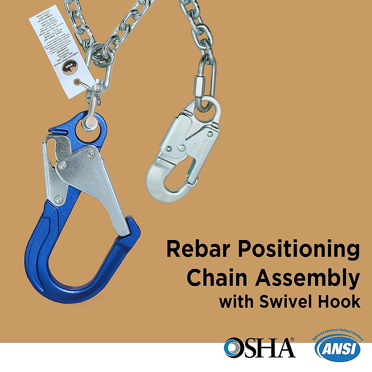 AFP Rebar Positioning Chain Assembly with Swivel Hook (Aluminum)