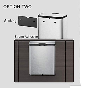 ELPHECO Kitchen Compost Bin, 2 Gallon Brushed Stainless Steel Hanging Trash Can, Kitchen Cabinet Door Under Sink Garbage Can Compost Bin Wall Mounted Slide Open, Upgraded Packaging