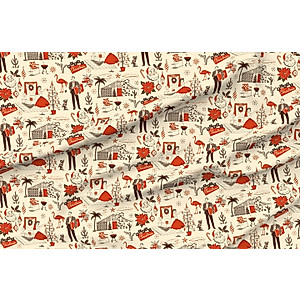 Spoonflower Fabric - Red Christmas Toile Vintage Retro 1950S Tree Holidays Santa Claus Mid Printed on Petal Signature Cotton Fabric by The Yard - Sewing Quilting Apparel Crafts Decor