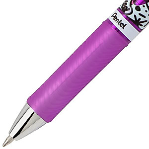 Pentel EnerGel RTX Impressions Gel Pen 0.7mm Med, Assorted Stylish Barrel Accents, Refillable Black Ink, 3 Pack