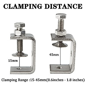 2Pcs C-Clamp 304 Stainless Steel G-Clamp Tiger Clamp Heavy Duty Woodworking Clamp Home Improvement And Automotive Repair Tools With Wide Jaw Openings (47MM)