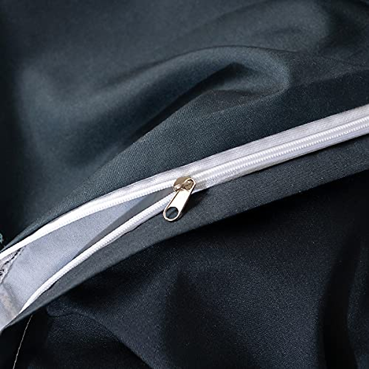 Sheleep Black Floral Duvet Cover Set 3 Pieces Bedding Soft Lightweight Brushed Microfiber Bedding , 1 Duvet Cover 2 Pillow Shams, Queen, Colorful Leaf