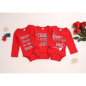 bilison Baby Boy Girl Valentine's Day Clothes Mommy and Daddy's Little Valentine Outfits
