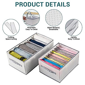 Tepnology Brands Clothes Organizer Set - Foldable Closet Storage Box for Shirts, Jeans, Socks, Sweaters - Waterproof PVC Nylon Organization Containers with 6 & 9 Grids, Handles & PP Board - Set of 2