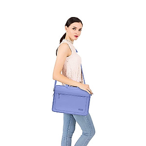 MOSISO Laptop Shoulder Messenger Bag Compatible with MacBook Air 15 inch M2 A2941/Pro 16 inch M3 A2991 M2 A2780 M1 A2485 A2141,15-15.6 inch Notebook with Adjustable Depth at Bottom, Lavender Gray