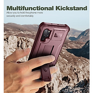 Dexnor for Samsung Galaxy Note 10+ Plus Case, [Built in Screen Protector and Kickstand] Heavy Duty Military Grade Protection Shockproof Protective Cover for Samsung Galaxy Note 10 Plus (Maroon Red)