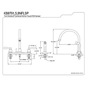 Kingston Brass KB8795NFLSP NuWave French 8" Centerset Kitchen Faucet, Oil Rubbed Bronze