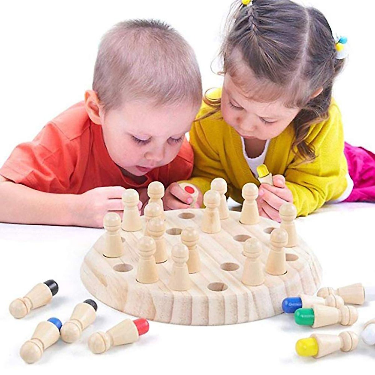 Wooden Memory Match Stick Chess Game, Color Memory Chess, Funny Block Board Game, Parent-Child Interaction Toy, Educational Intelligent Games Logic Braintease Toys for Boys and Girls Age 3 and Up
