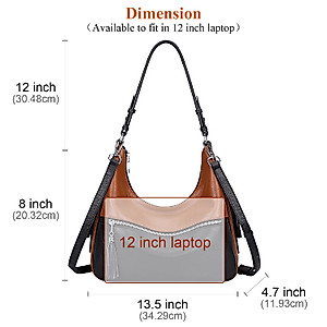 Over Earth Genuine Leather Hobo Bags for Women Medium Soft Leather Purses Casual Shoulder Bags and Handbags(O106-2E Brown/Black)