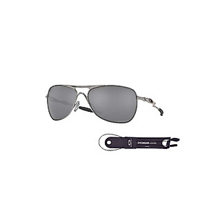 Oakley Crosshair OO4060 406022 61MM Lead/Prizm Black Polarized Square Sunglasses for Men + BUNDLE Accessory Leash Kit + BUNDLE with Designer iWear Eyewear Kit