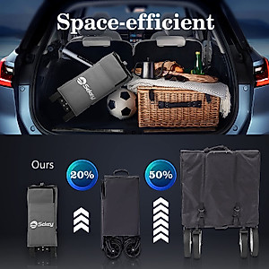 Sekey Collapsible Foldable Wagon with 330lbs Weight Capacity, Heavy Duty Folding Wagon Cart for Grocery Camping, with Big All-Terrain Wheels & Drink Holders.Black