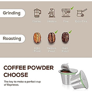 RECAPS Reusable Coffee Filter Capsules Compatible with Nespresso 2PCS Refillable Coffee Pods Permanent Coffee Filter Stainless Steel 120PCS Aluminum Foil Lids