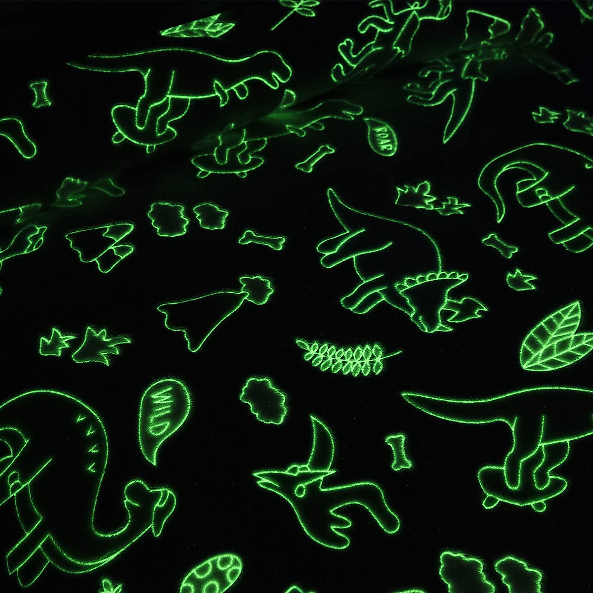 HOMBYS Glow in The Dark Comforter Set 7 Piece Full with Sheets, Blue Dinosaur Velvet Bedding Comforter Sets for Twin Bed, Ultra Soft Down Alternative Comforter for Boys Kids, Bed in a Bag