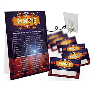 What's Your Movie Name Game (1 Movie Theme Sign and 30 Name Tag Stickers), Movie Game Party Decoration, Birthday Game for Kids, Family Game-11