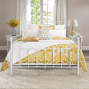 VECELO Full Size Metal Platform Bed Frame with Headboard and Footboard, Heavy Duty Slat Support/No Box Spring Needed Mattress Foundation/Underbed Storage Space, Victorian Style