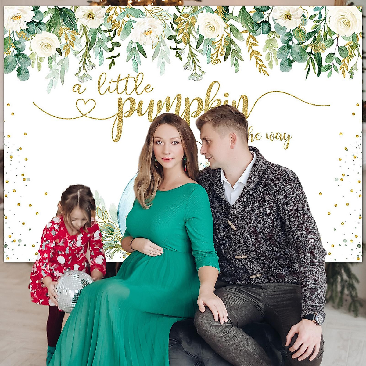 Mocsicka Boy Pumpkin Baby Shower Backdrop Greenery Blue Floral Fall Baby Shower Background A Little Pumpkin is On The Way Baby Shower Party Cake Table Decoration Banner Photo Booth Props (7x5ft)